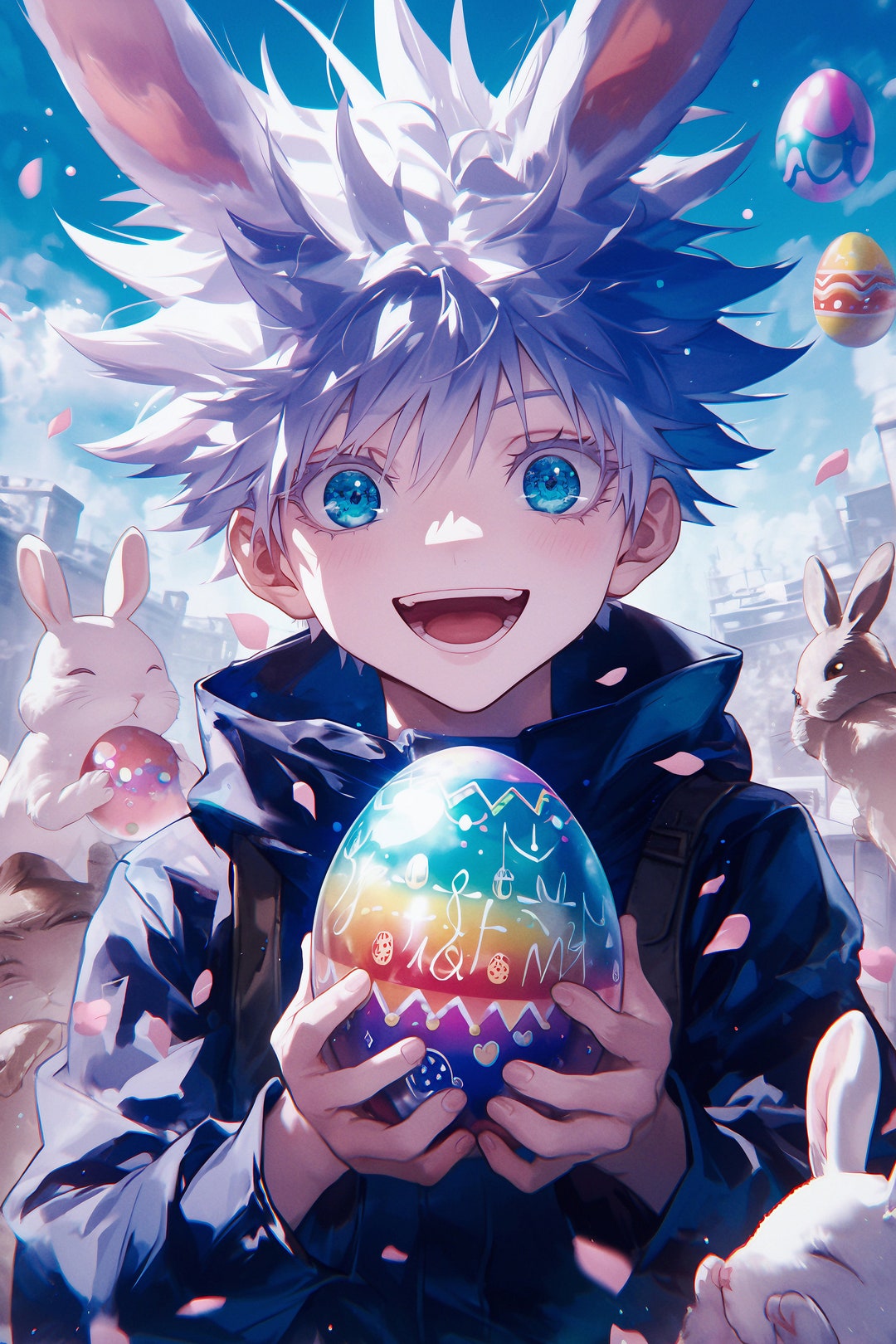 Gojo Pack Of 3 Gojo Satoru Gojo Art Chibi Gojo Cute Art Easter T Jujutsu Kaisen Art