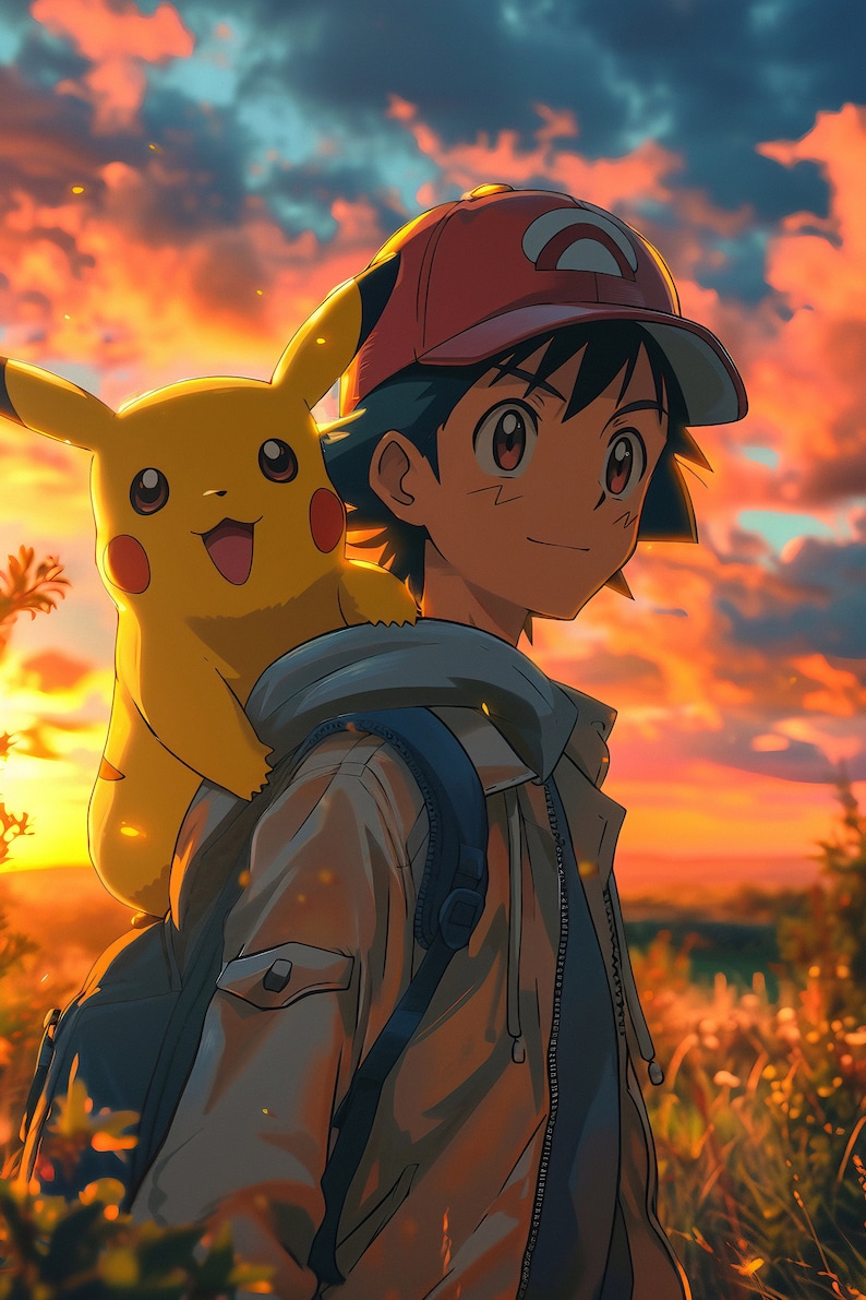 Ash and Pikachu Art Prints: HD Anime Wallpaper (4K Digital Download) - Etsy