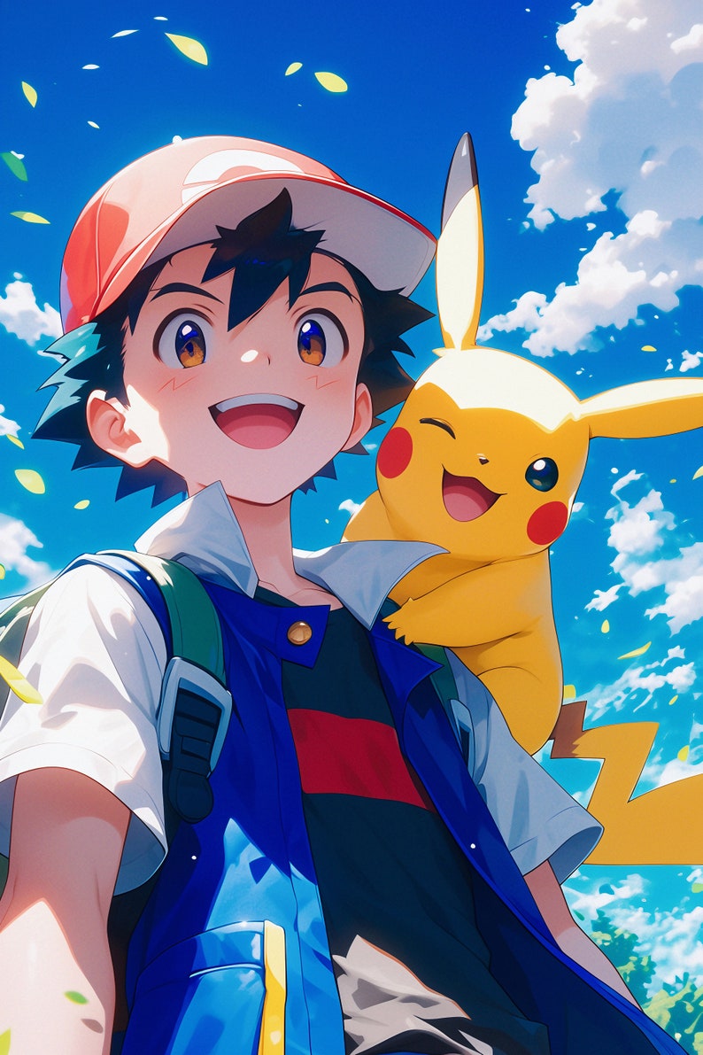 Ash and Pikachu Art Prints: HD Anime Wallpaper (4K Digital Download) - Etsy