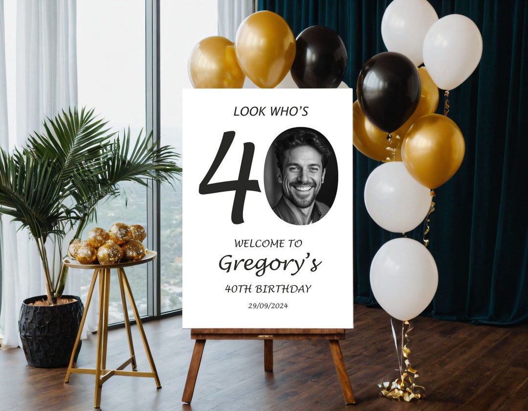 Custom 40th Birthday Welcome Sign, 40th Birthday Decorations for Men ...