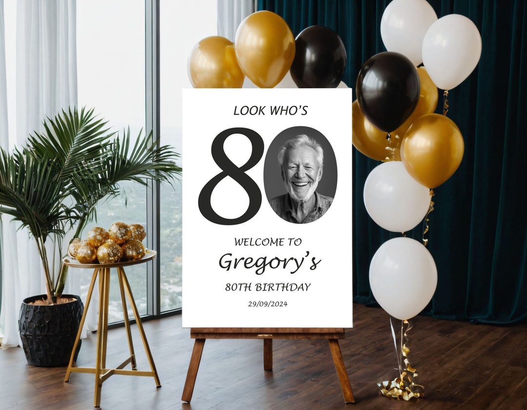 Custom 80th Birthday Welcome Sign, 80th Birthday Decorations for Men ...