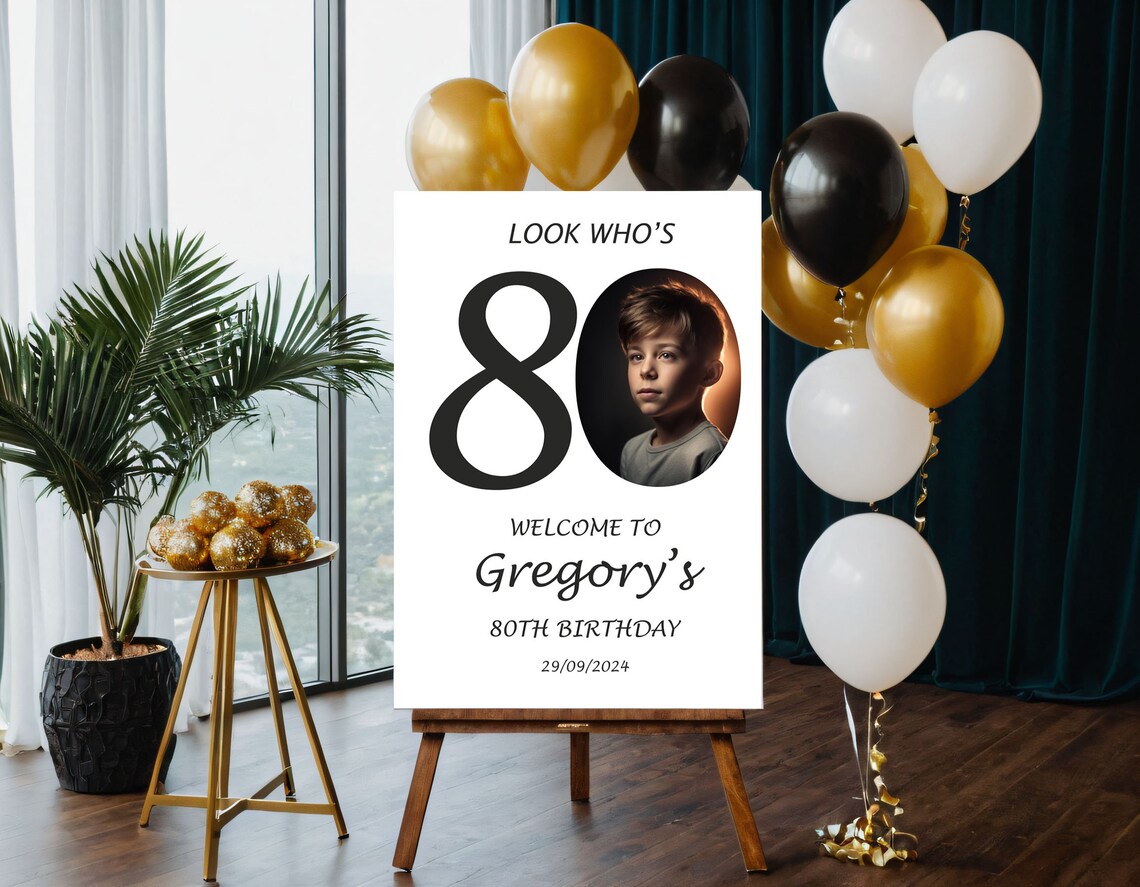 Custom 80th Birthday Welcome Sign, 80th Birthday Decorations for Men ...