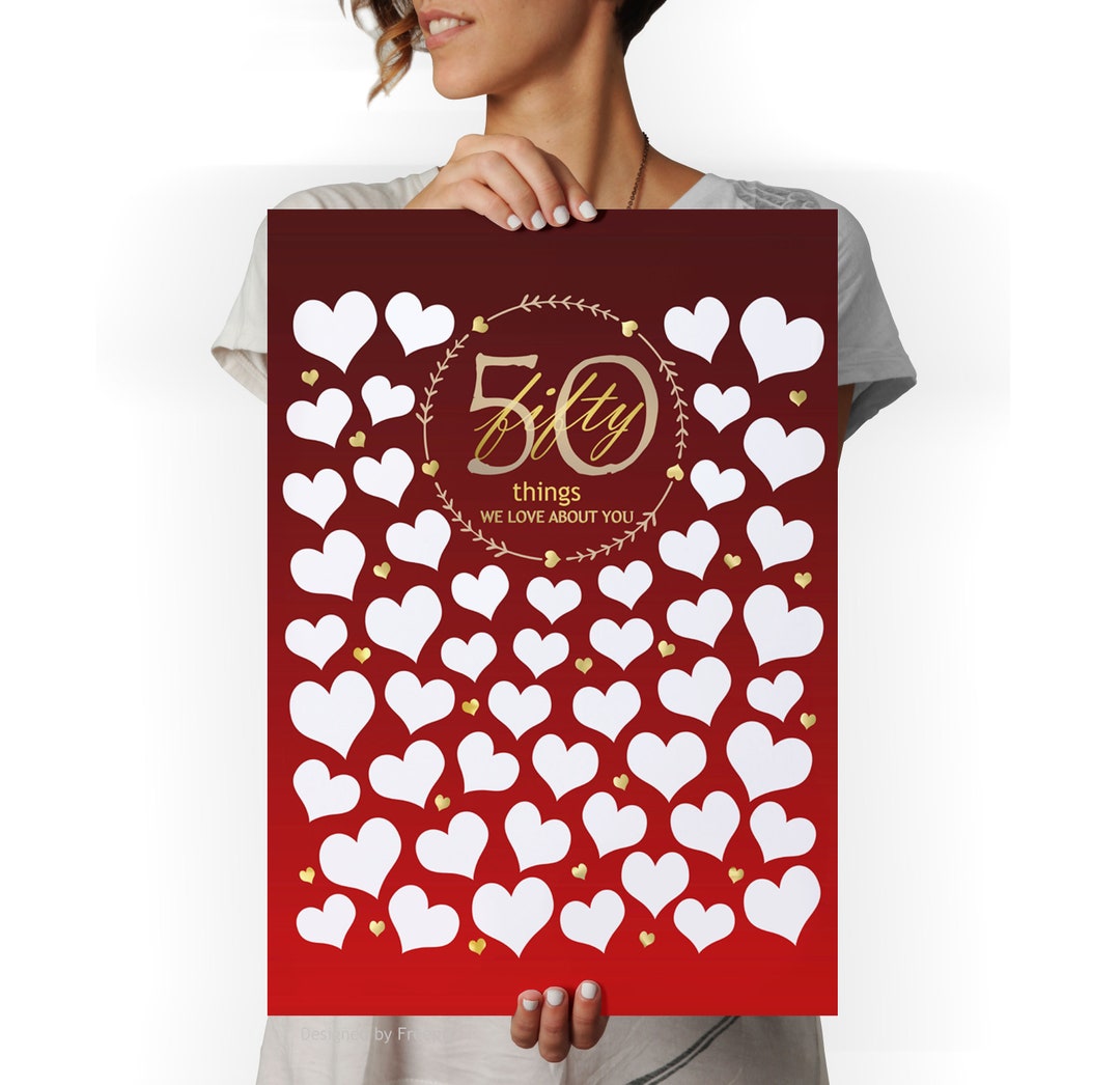 Red 50th Welcome Sign, 50th Birthday Decorations, 50 Things We Love ...