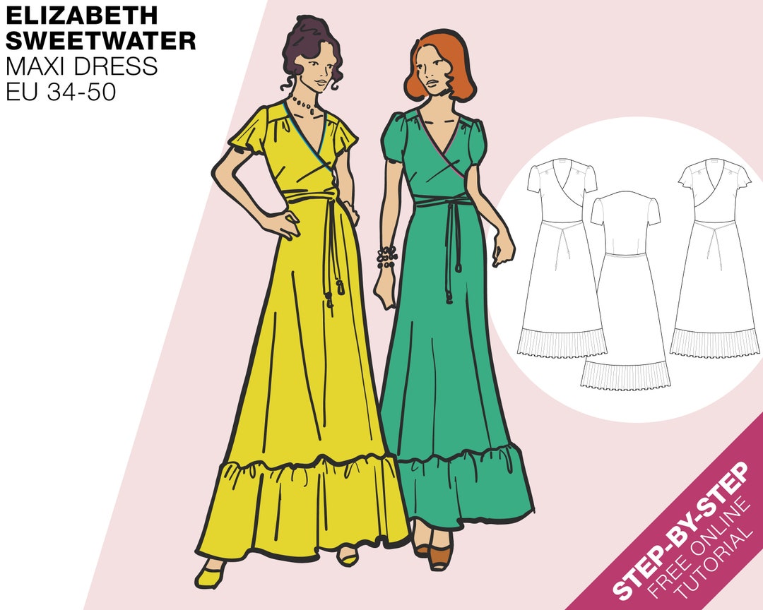 Sewing Pattern Jersey Maxi Dress | PDF Download | EU34-50 - Etsy