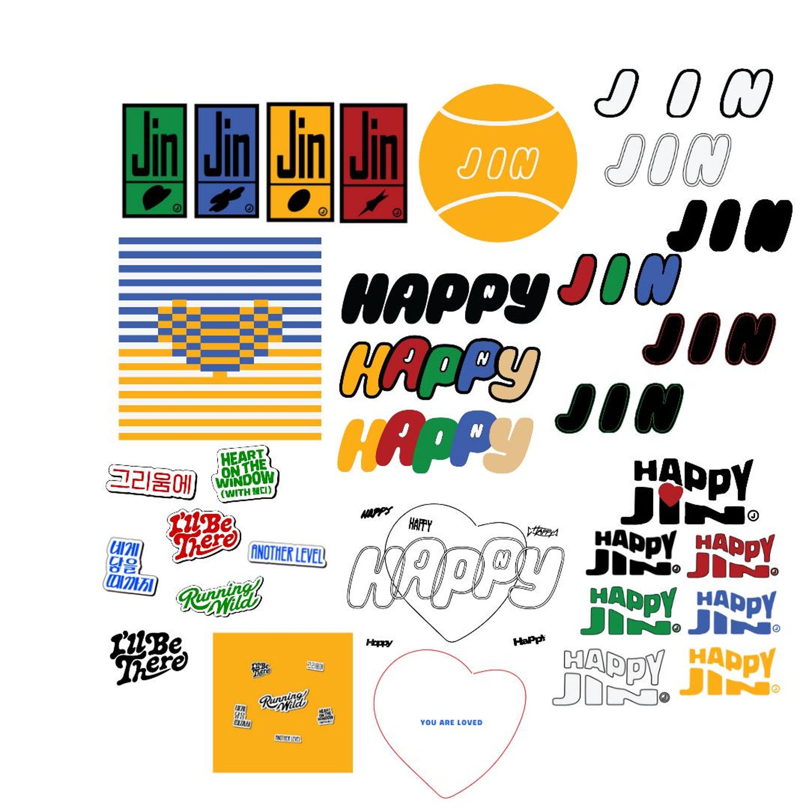 JIN Happy Png Svg Bundle Jin Happy Stickers Happy Jin JIN Svg Jin ...