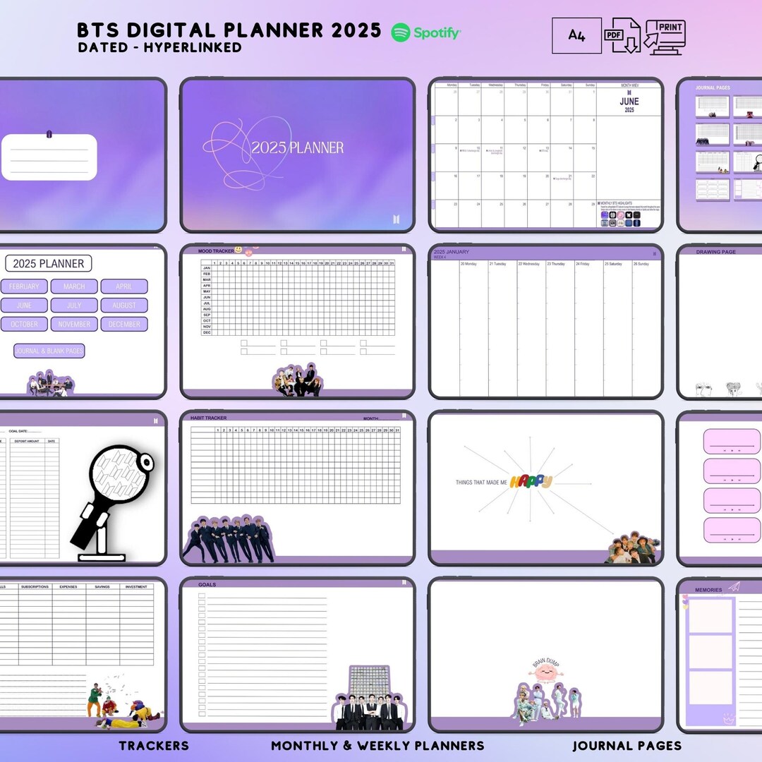 BTS 2025 Digital Planner Bts Agenda Goodnotes Bts Hyperlinked Self Care ...