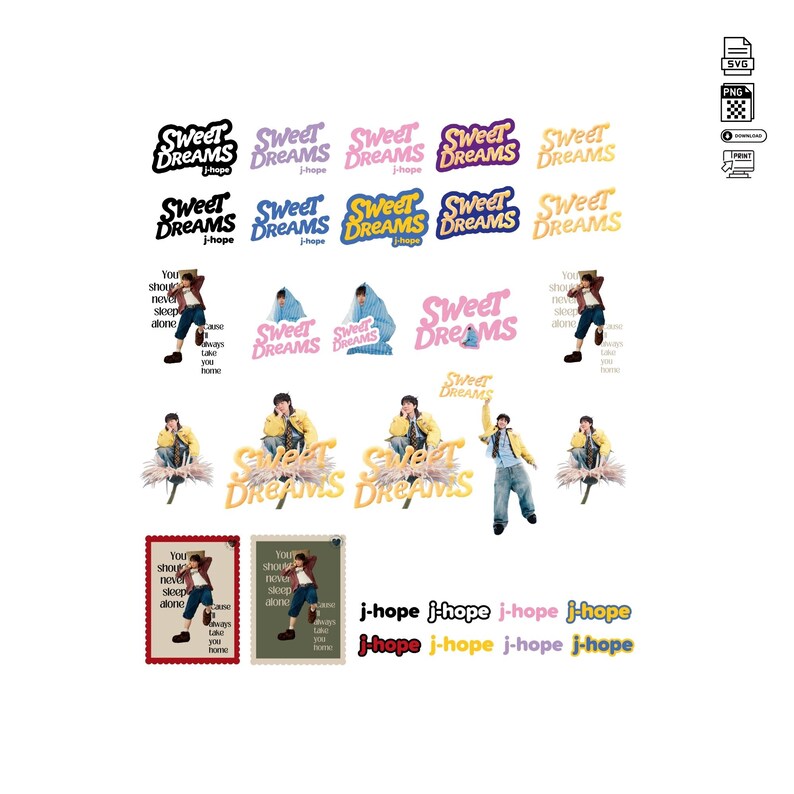 Bts Jhope Sweet Dreams Sticker Pack | SVG, PNG | BTS Stickers | Jhope ...