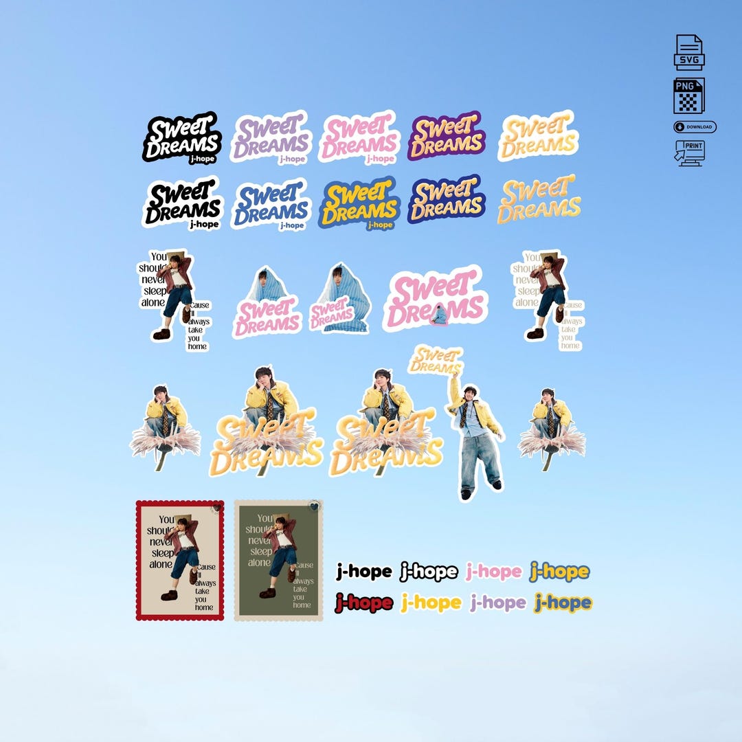 Bts Jhope Sweet Dreams Sticker Pack | SVG, PNG | BTS Stickers | Jhope ...