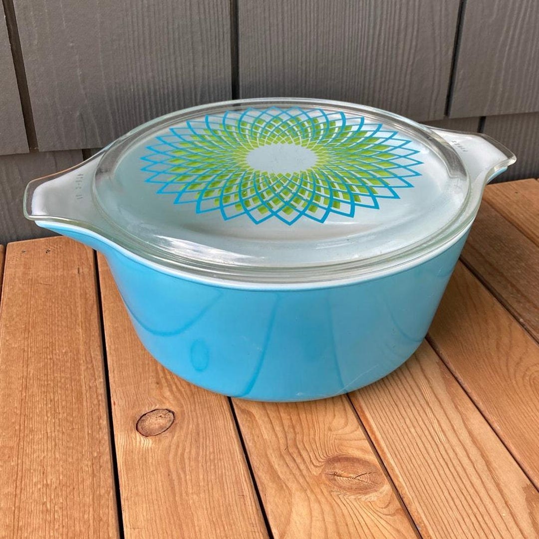 Pyrex Spirograph 1960 Promotional Blue & Green 2.5 QT 475 Casserole - Etsy