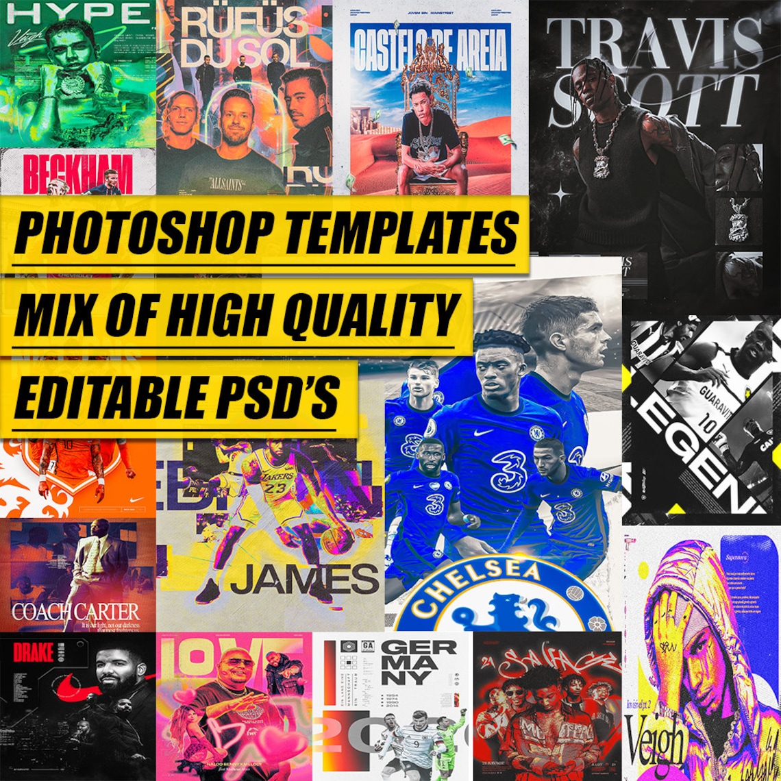 Sports Photoshop Template Bundle PSD - Etsy