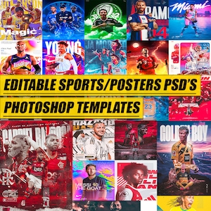 Sports Photoshop Template Bundle PSD - Etsy