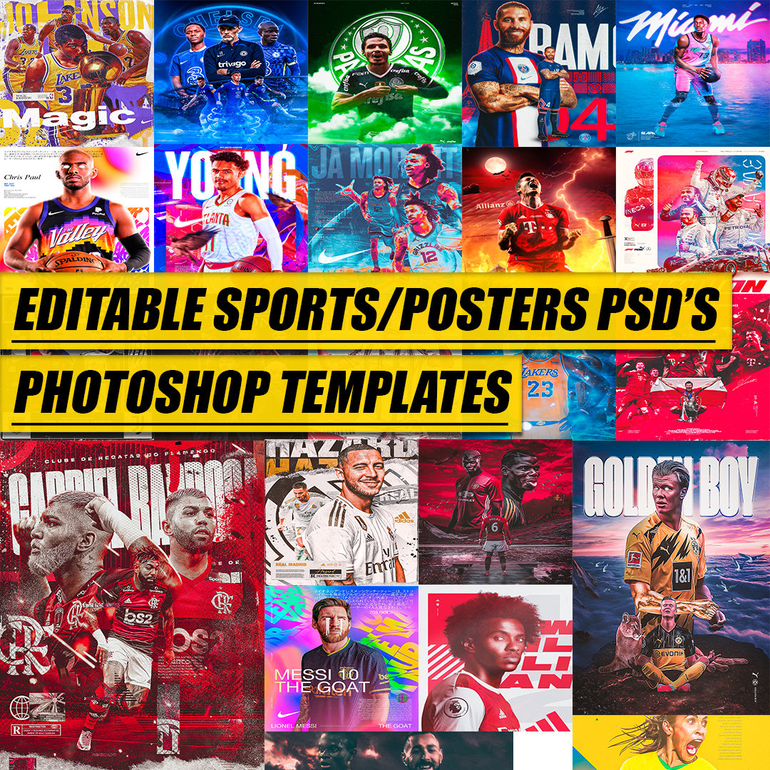 Sports Photoshop Template Bundle PSD - Etsy