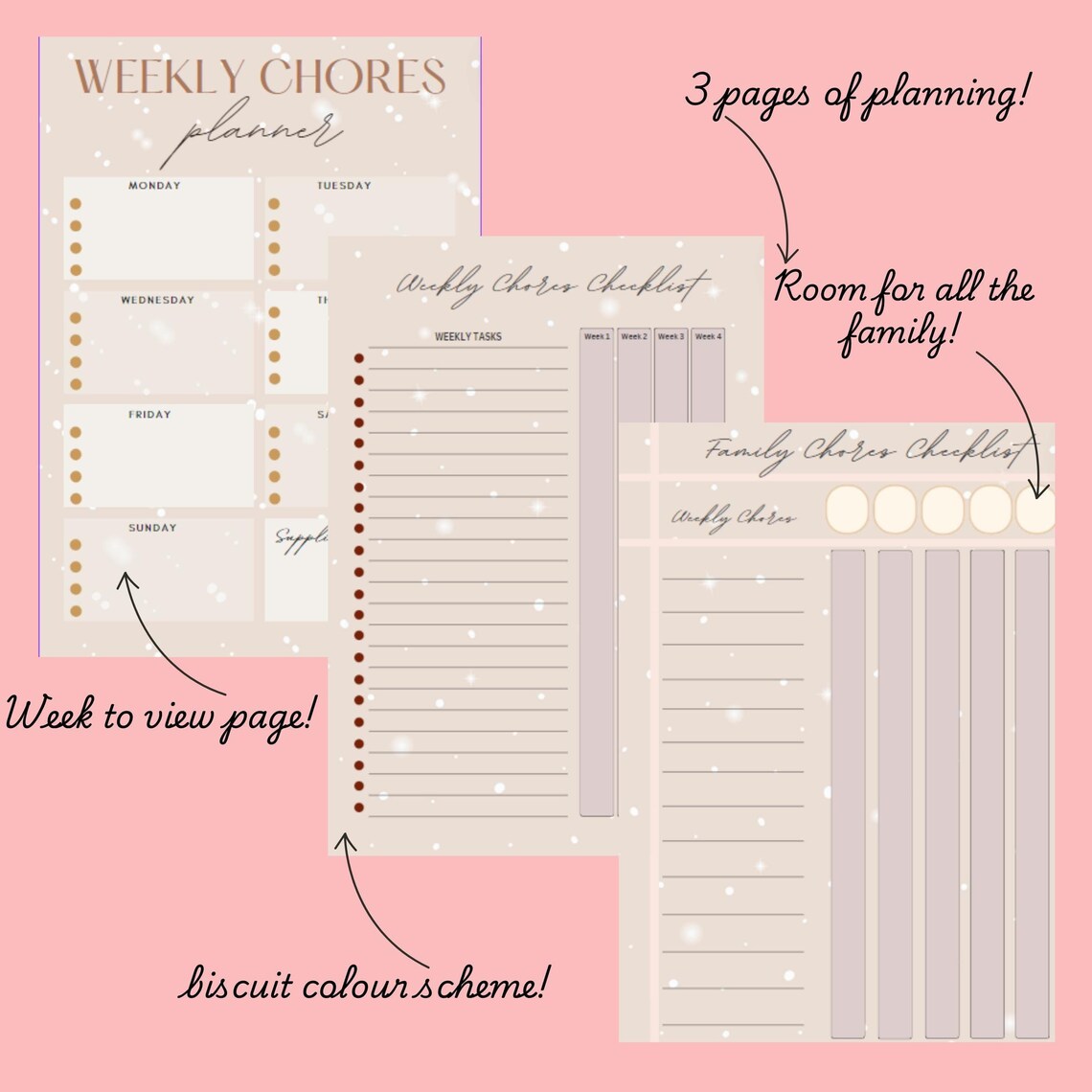 Digital Family Weekly Chores Planner - Etsy