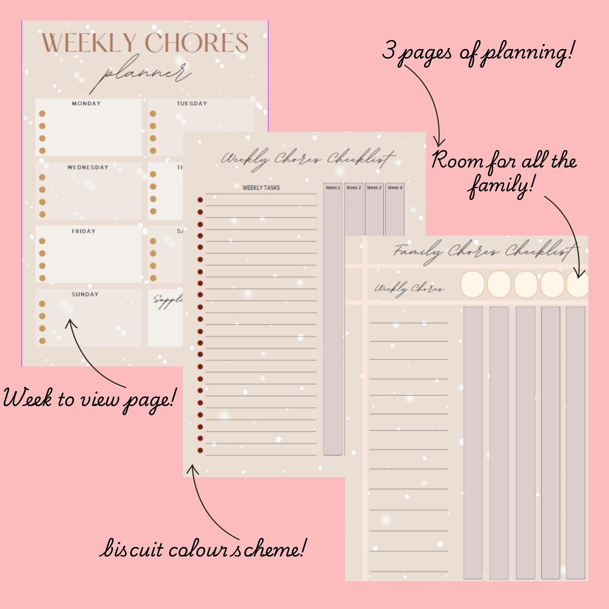 Digital Family Weekly Chores Planner - Etsy