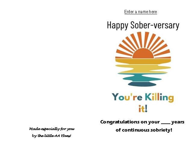 AA Birthday Card, Alcoholic Anonymous Birthday Card, AA Anniversary ...