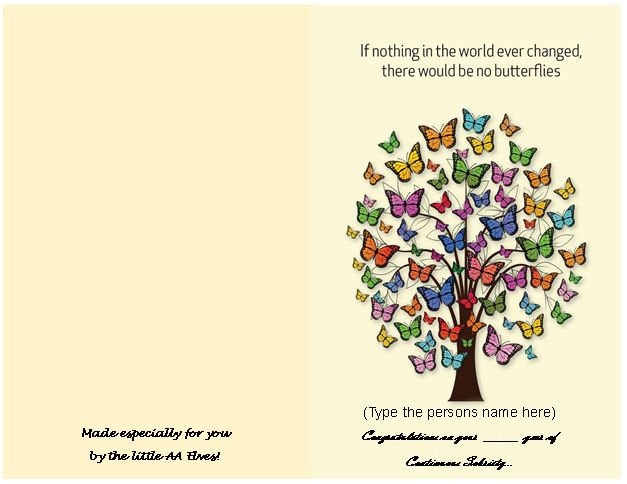 AA Birthday Card, Alcoholic Anonymous Birthday Card, AA Anniversary Card, Alcoholics Anonymous ...