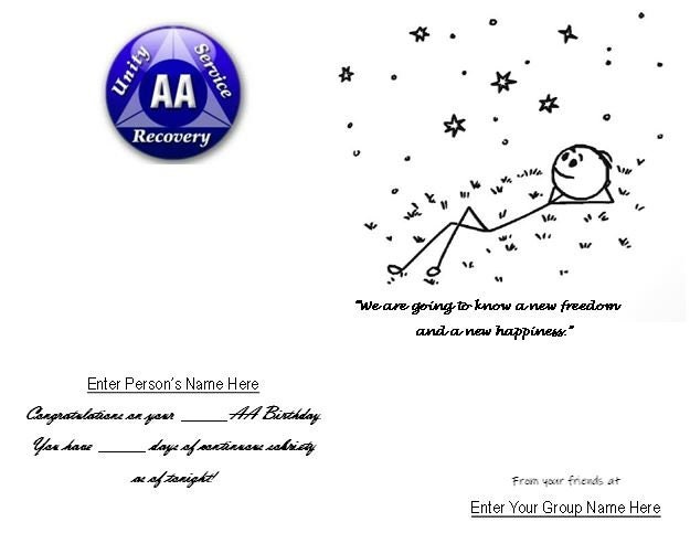 AA Birthday Card, Alcoholic Anonymous Birthday Card, AA Anniversary ...