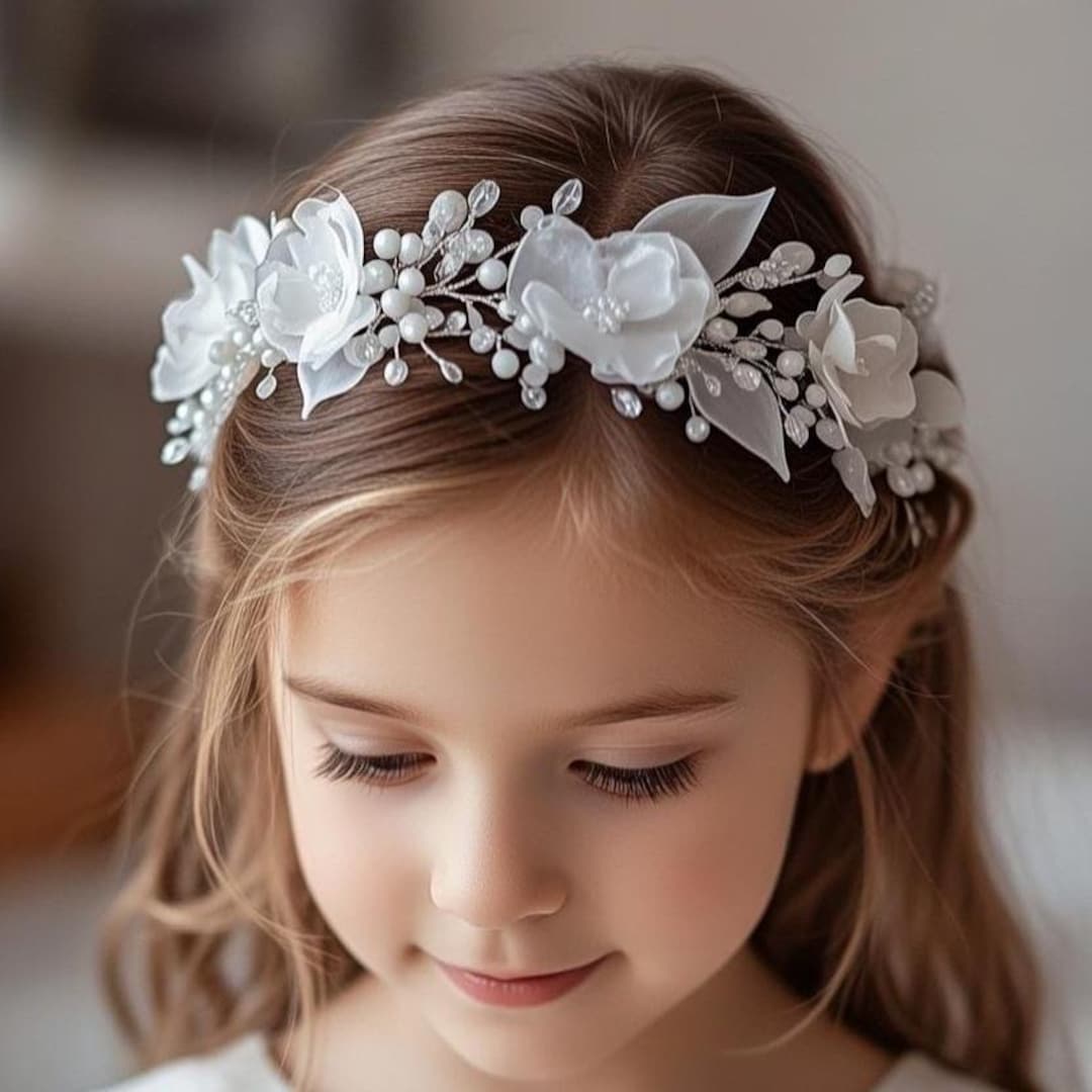 Flower Wreath for First Communion, Children's White Hair Wreath ...