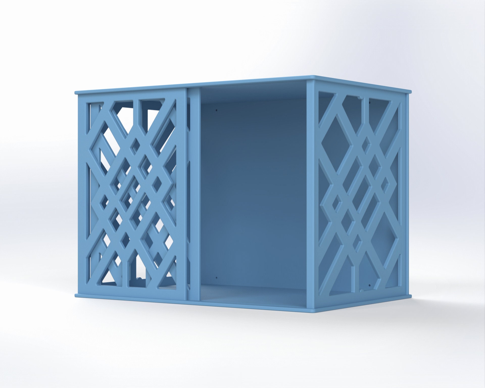 Modern Design Dog Crate With Sliding Door, Blue Dog Crate, Wooden Dog ...