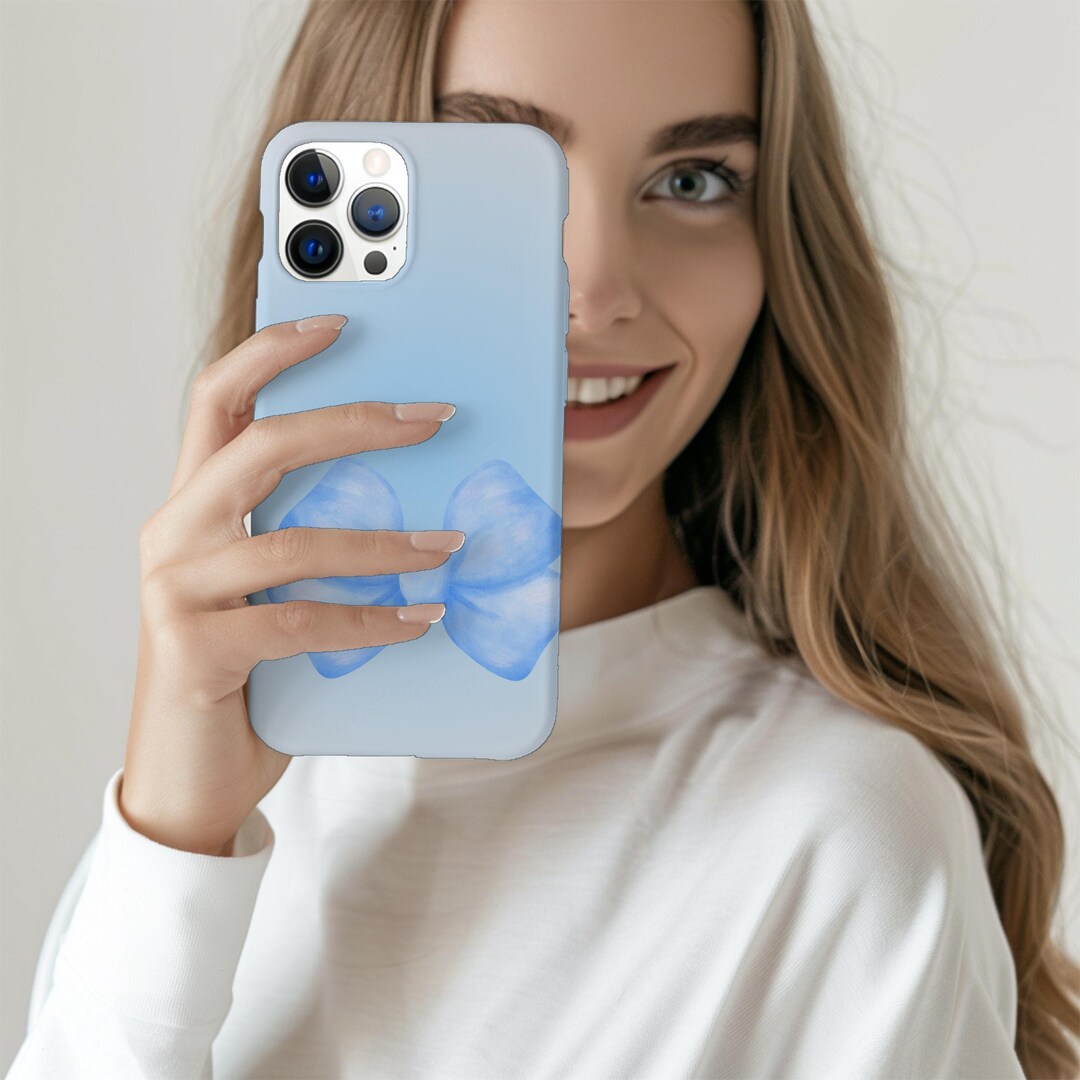 Light Blue Gradient Bow Phone Case Coquette Accessories Paisley Phone ...