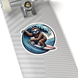Sloth on a Surfboard Sticker Cute and Funny Vinyl Decal for Surfing ...