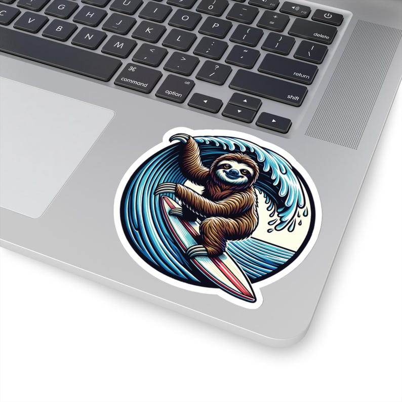 Sloth on a Surfboard Sticker Cute and Funny Vinyl Decal for Surfing ...