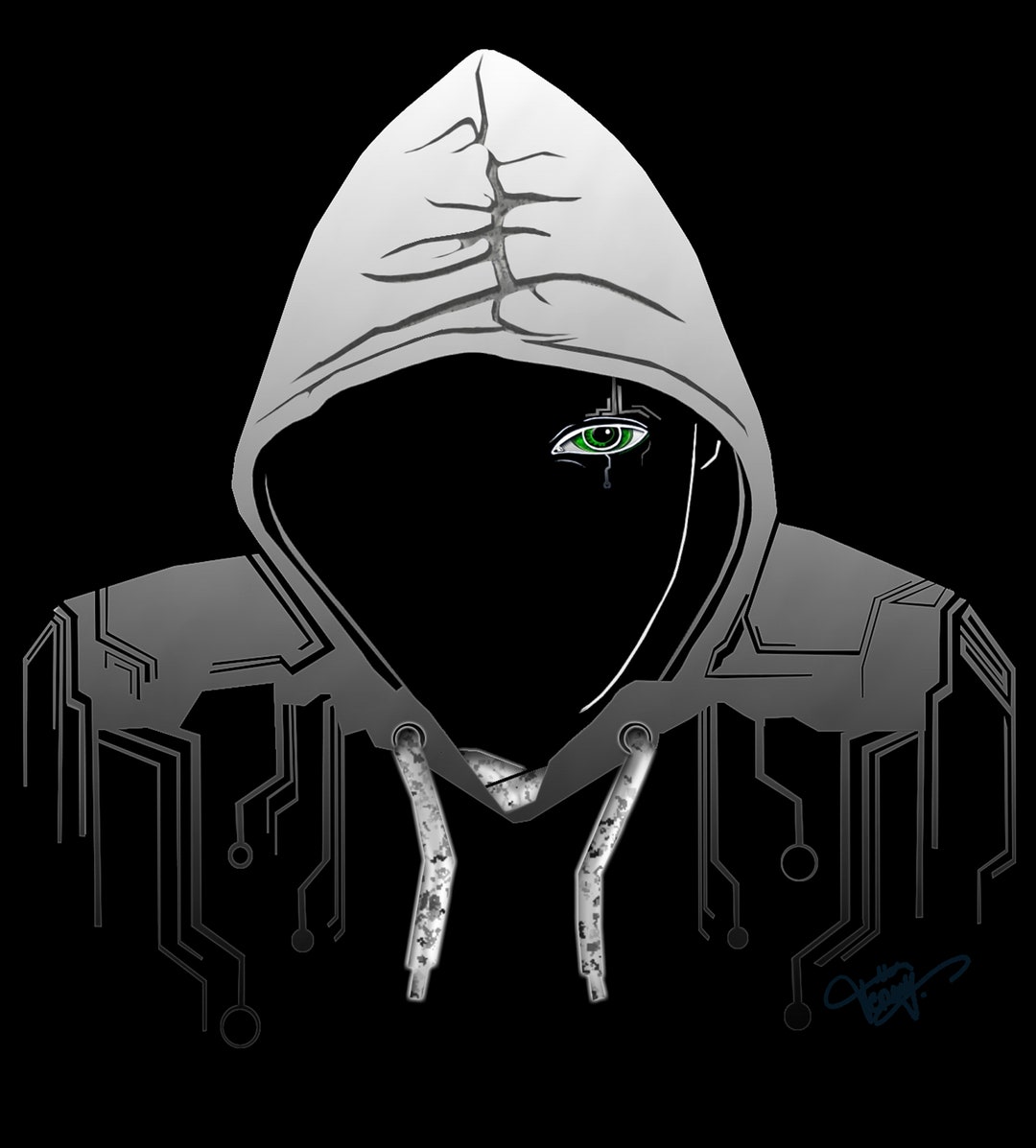 Hooded Figure Illustartion Hand Made Digital Print Png - Etsy