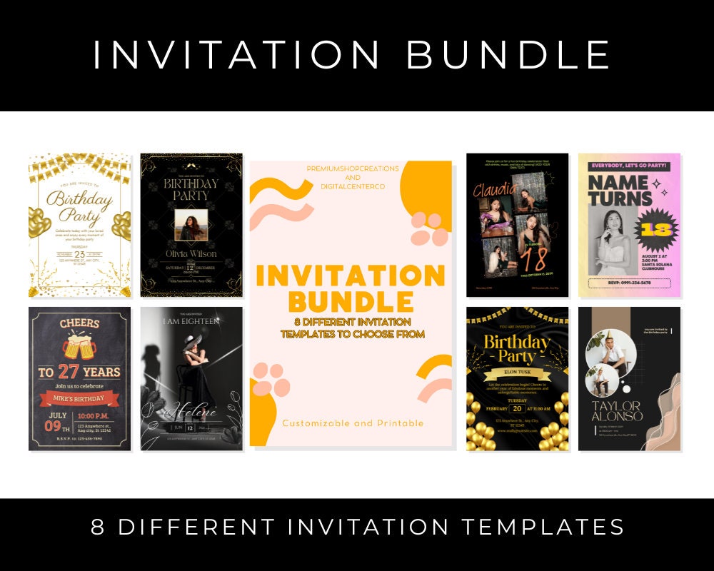 Digital Invitation | Invitation Bundle | Digital Birthday Invite | E ...