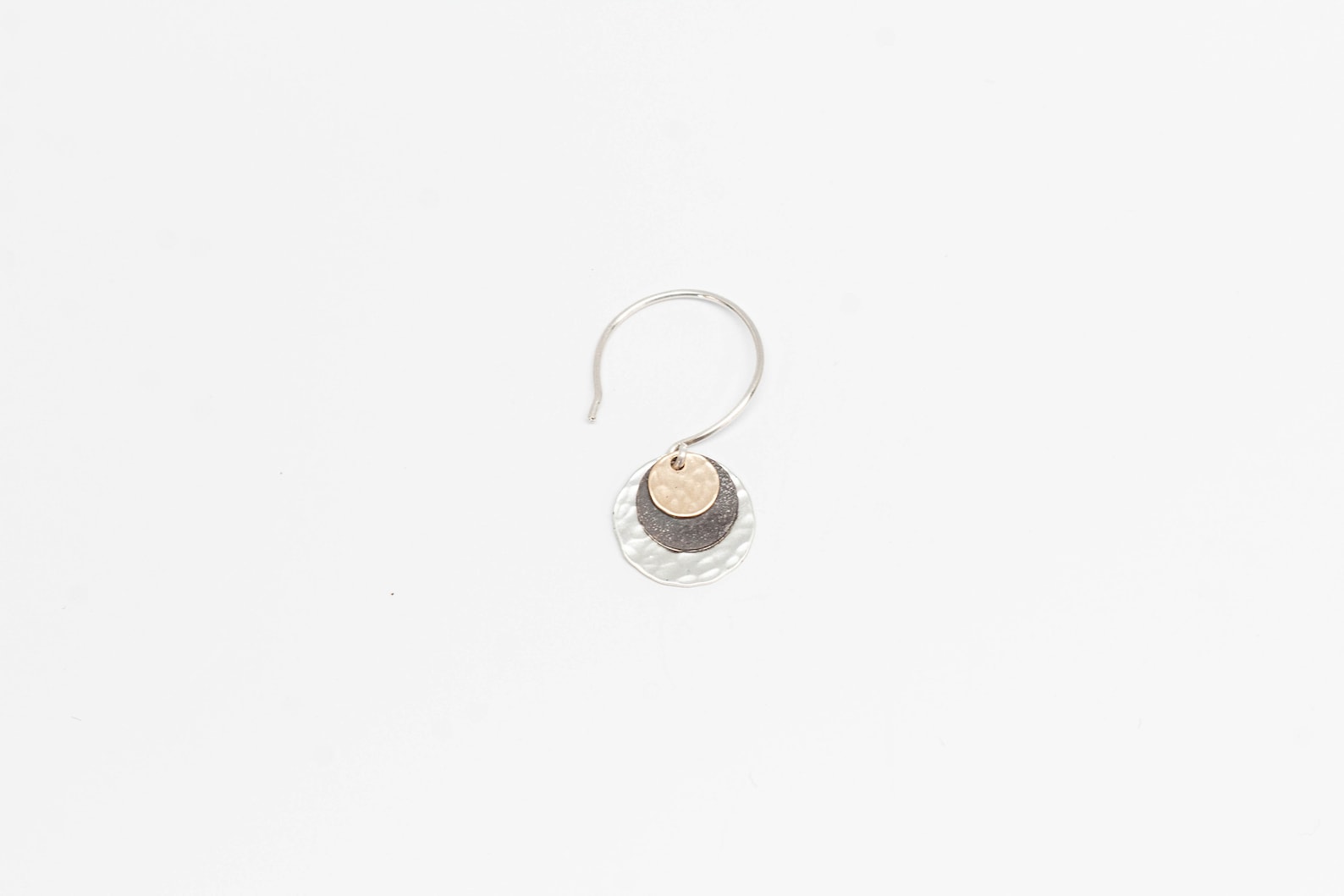Triple Hammered Disc Earrings - Sterling Silver And14k Gold Fill - Etsy