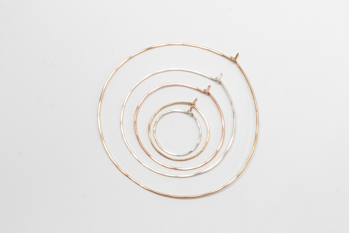 Classic Round Hammered Hoop Handmade Using Recycled Metals - Sterling ...