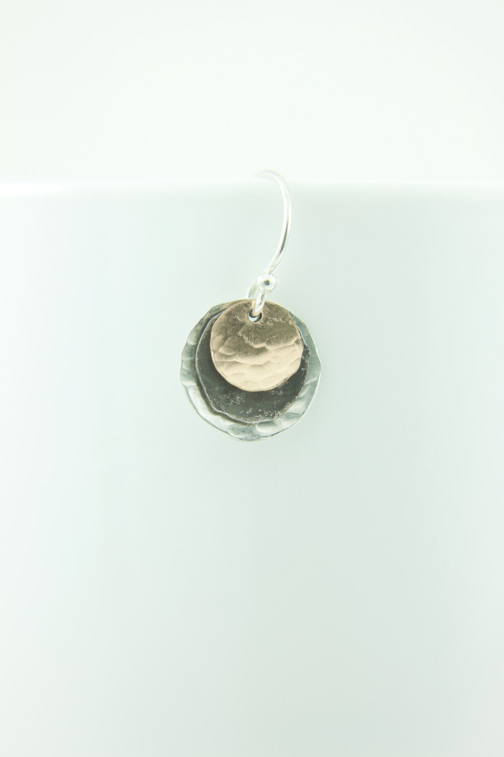 Triple Hammered Disc Earrings - Sterling Silver And14k Gold Fill - Etsy