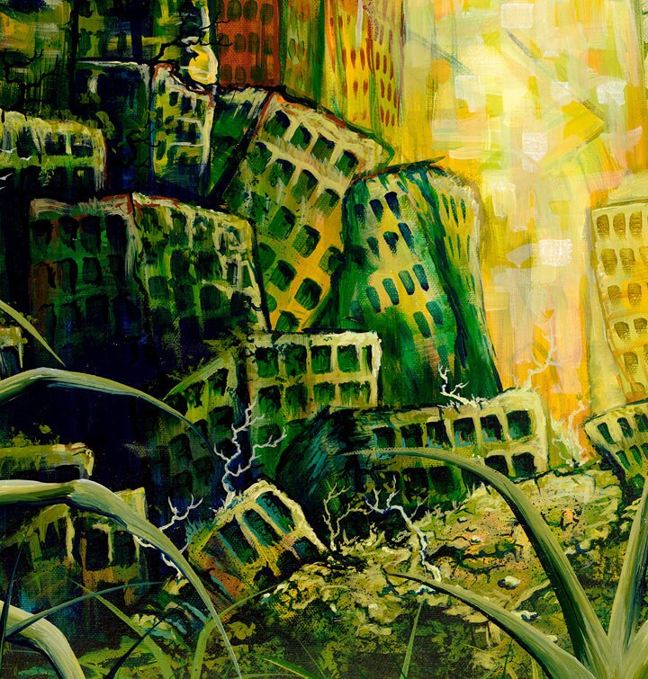 RW2 HUGE Original Oil Painting Giraffe Environmental Surrealism Green ...