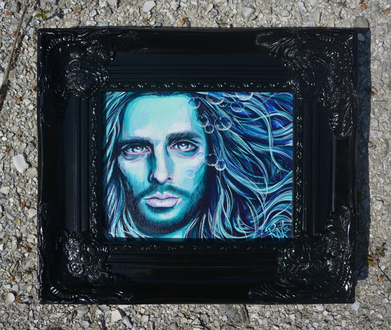 RW2 Original Merman Painting Triton by Robert Walker Teal - Etsy