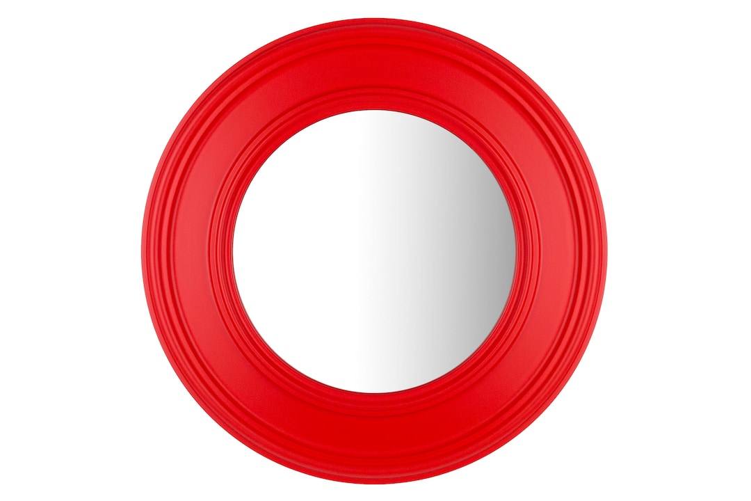Red Mirror - 60 Cm- Colourful Mirrors - Custom Painted Mirror - Round ...