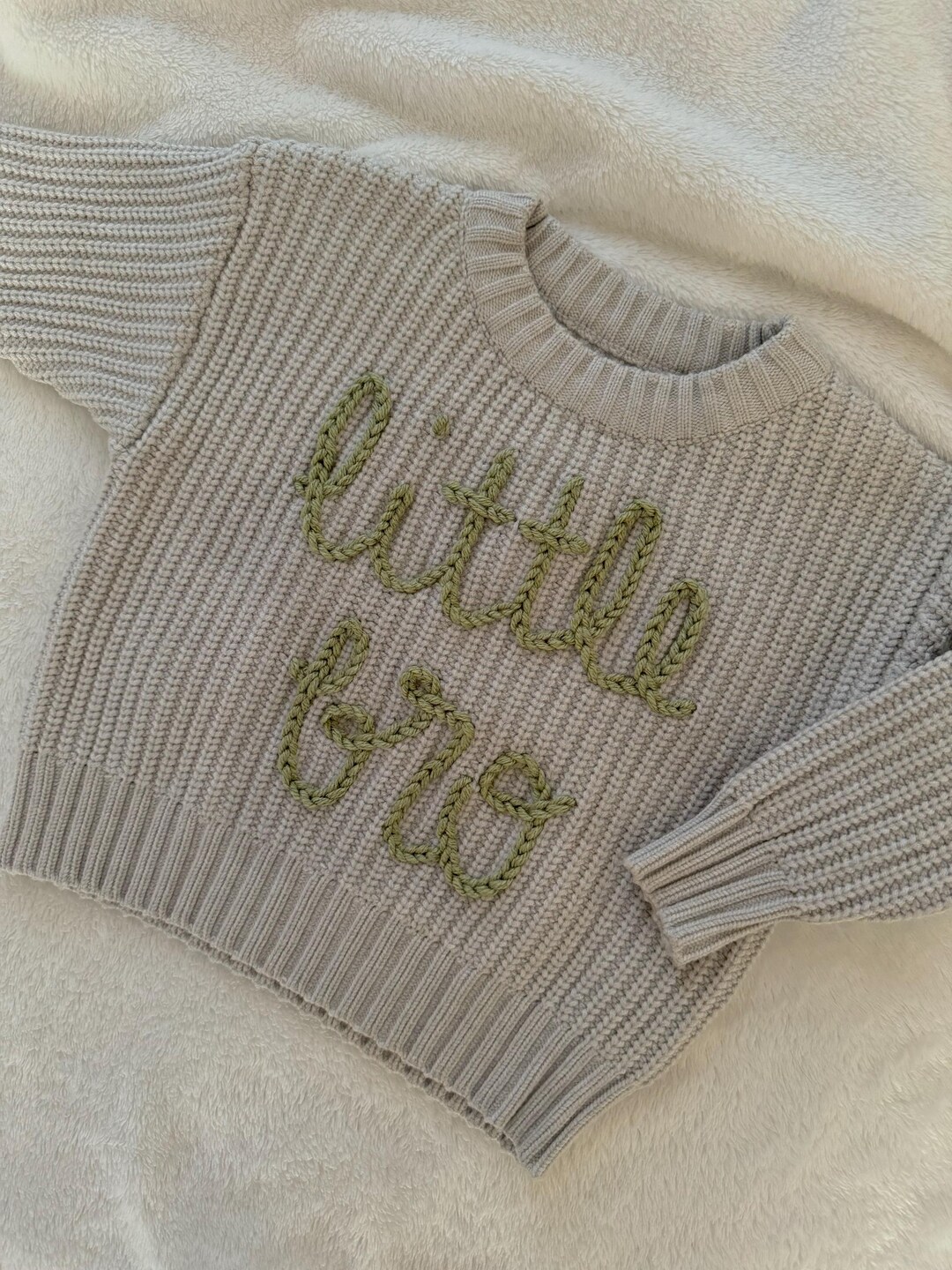 Custom Name Little Sister Little Brother Hand Embroidered Sweater - Etsy