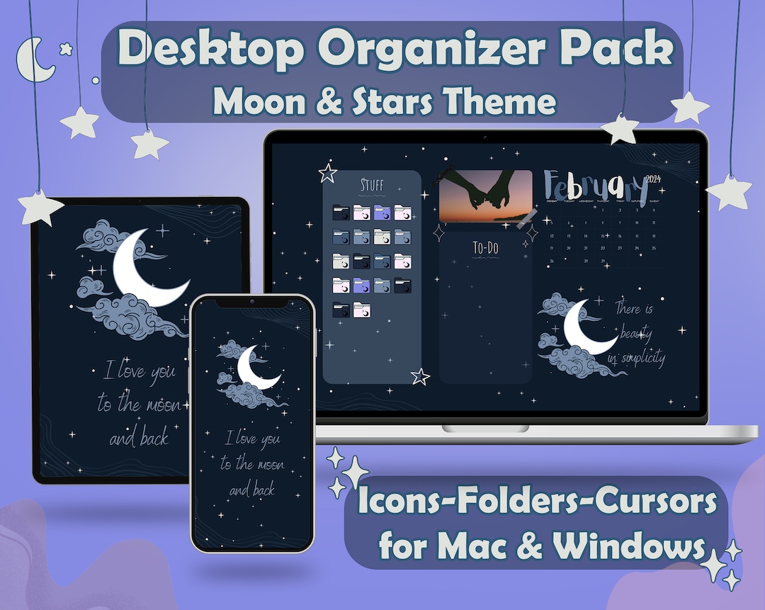 Celestial Moon Moon and Stars Theme Computer Desktop Organizer ...