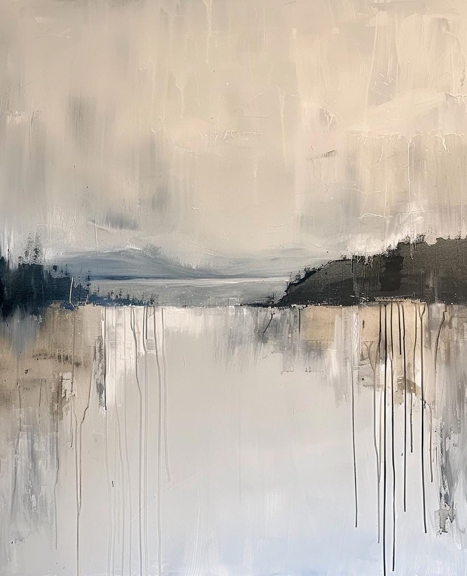 Serene Abstract Landscape Canvas Print: Muted Tones, Minimalist Wall ...