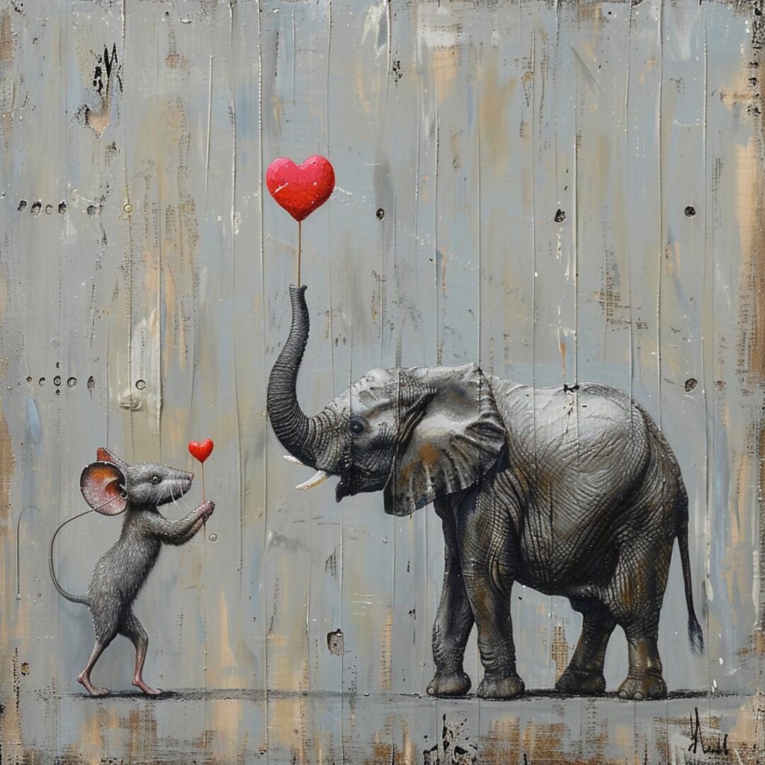 Elephant & Mouse hidden Kindness - Etsy