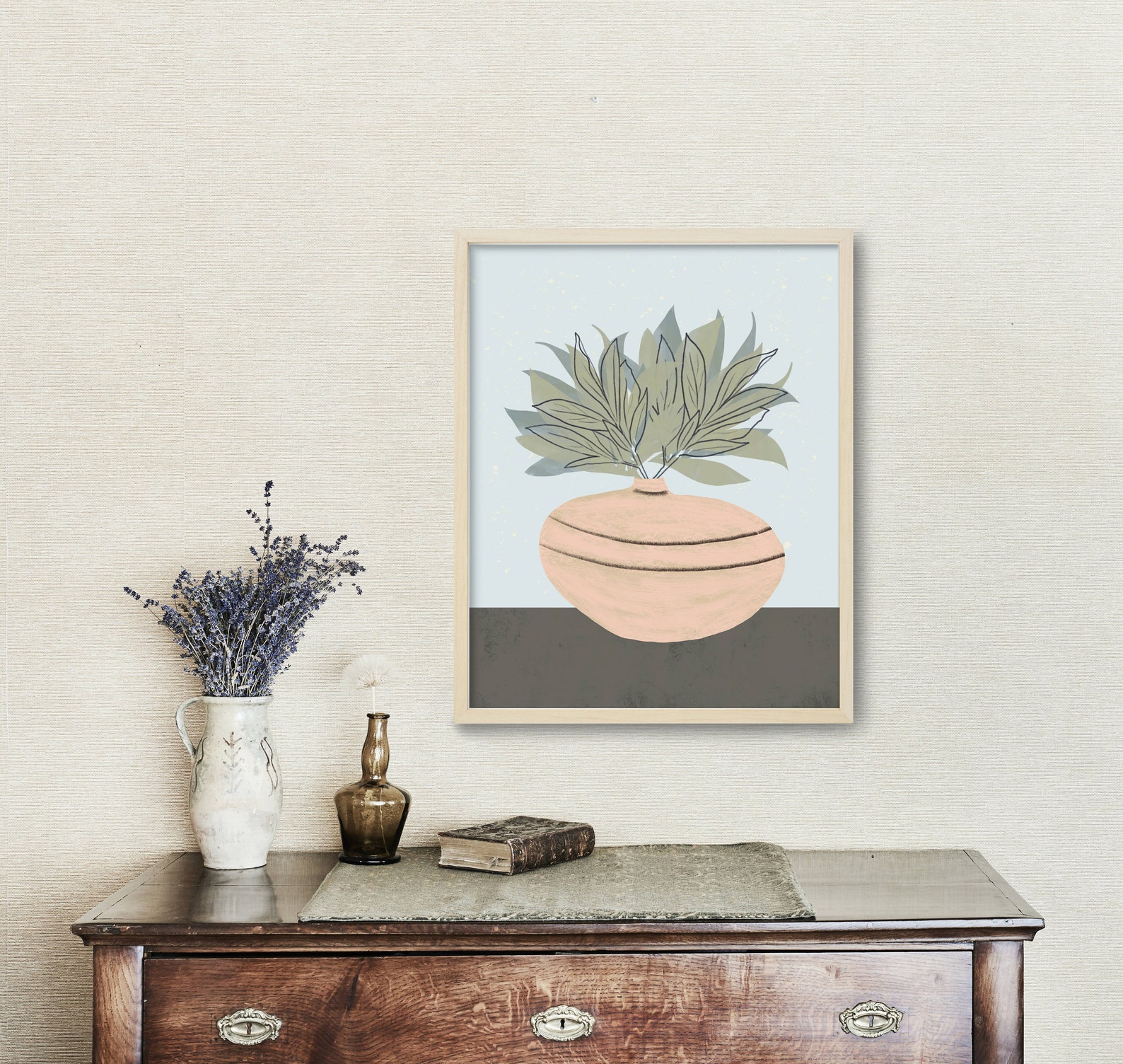 Modern Botanical Print Mid Century Wall Art Scandinavian - Etsy