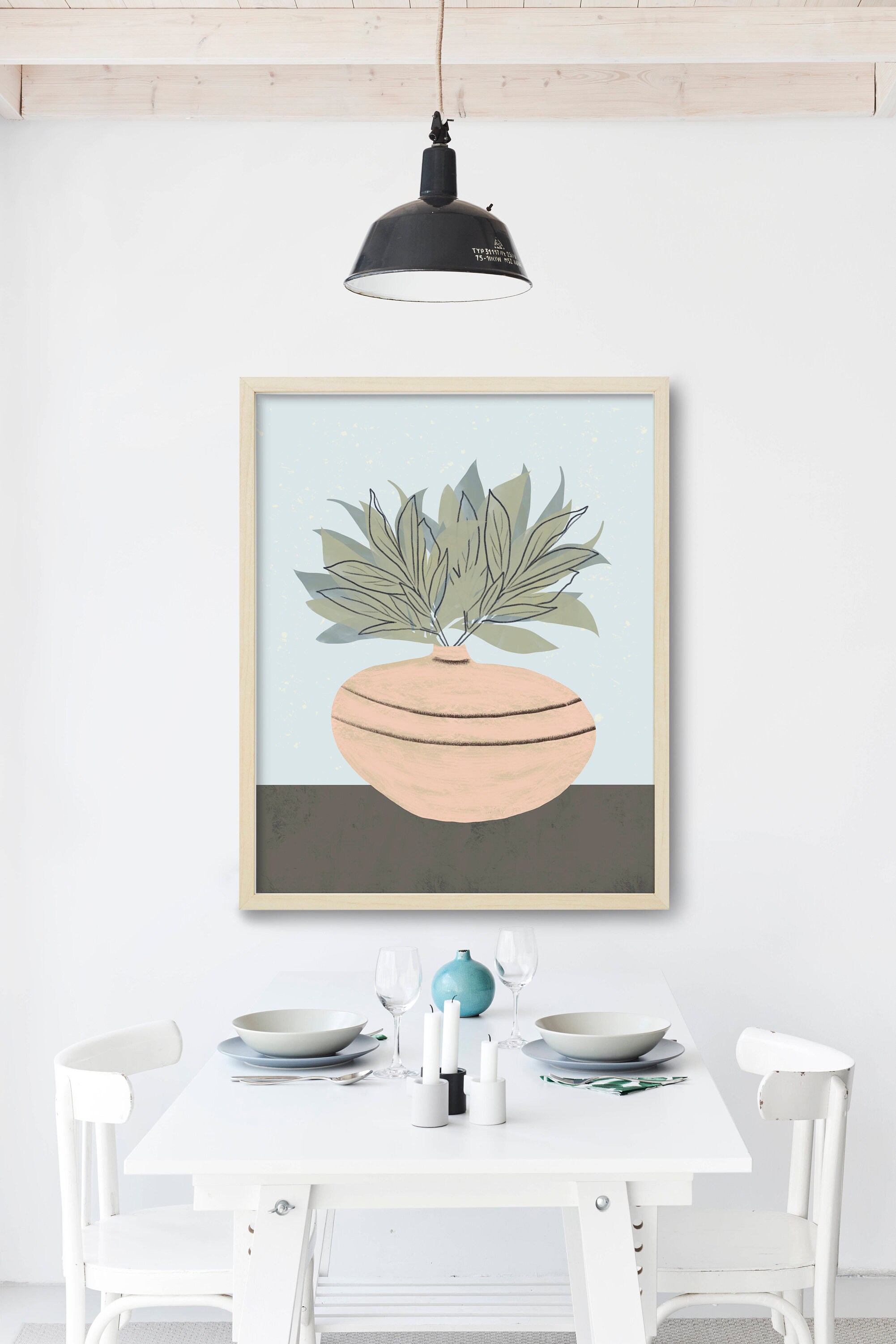 Modern Botanical Print Mid Century Wall Art Scandinavian | Etsy