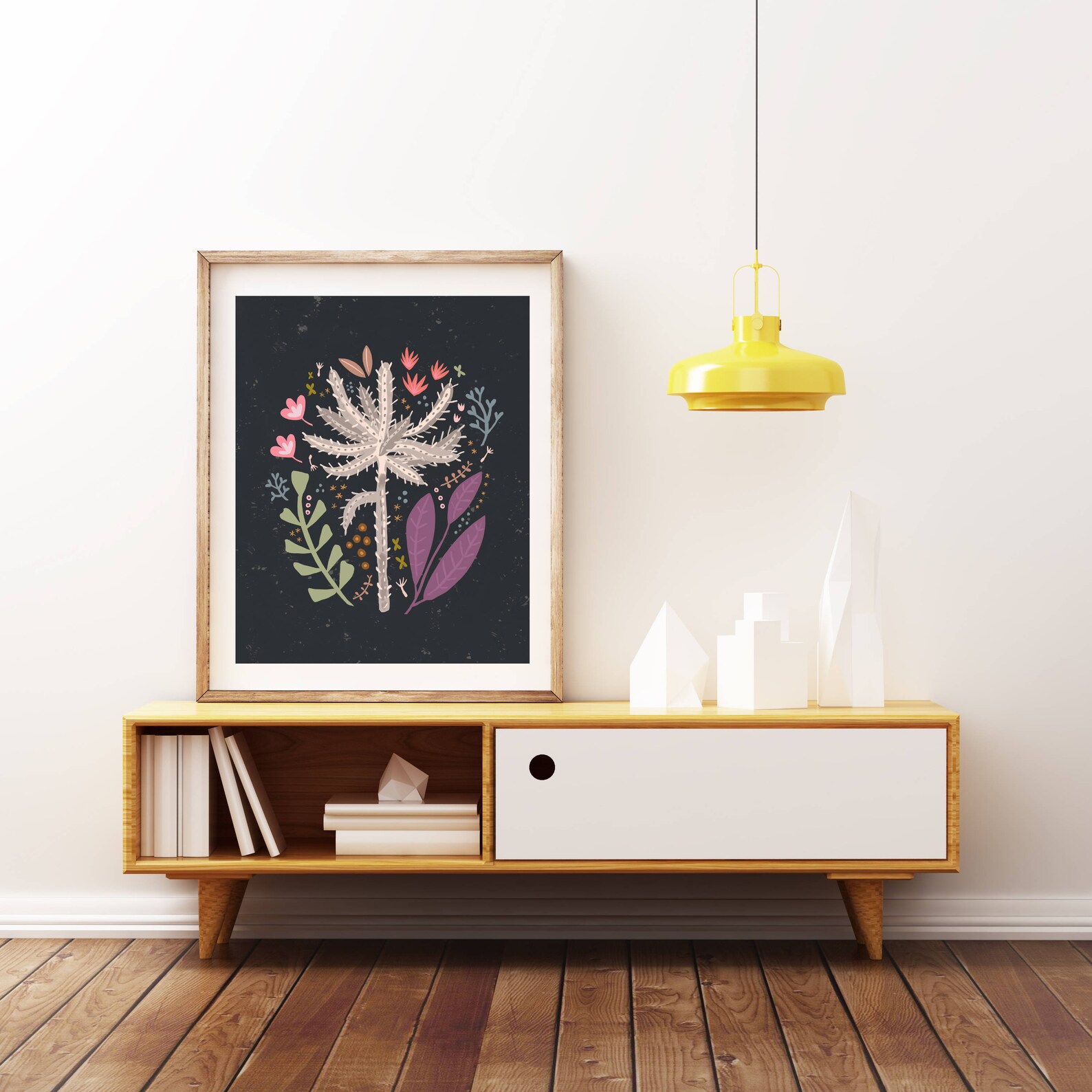 Modern Botanical Print with Scandinavian Style Floral Nature | Etsy