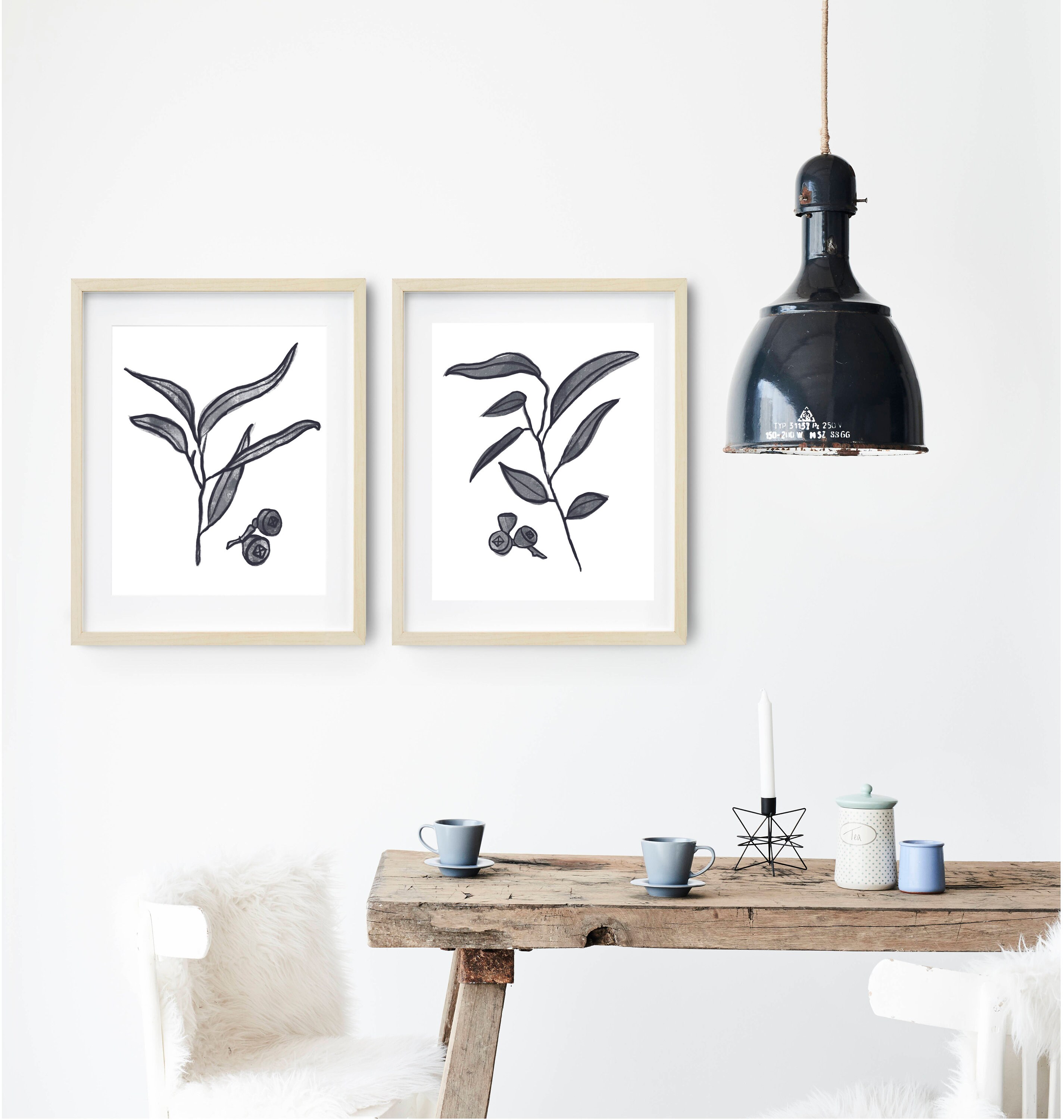 Minimalist Print Set Scandinavian Modern Botanical Prints | Etsy
