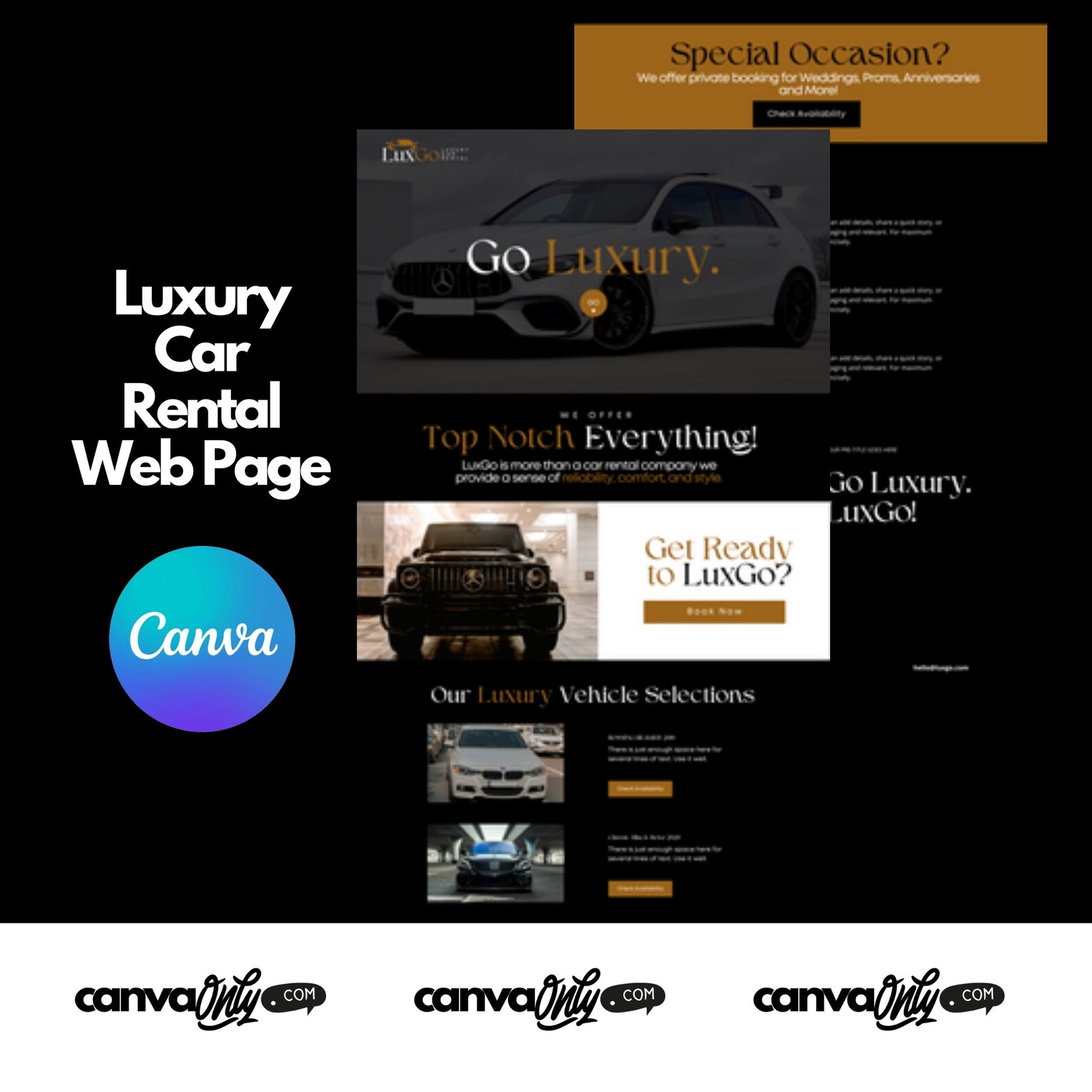 Luxury Car Rental Canva Web Page Template - Etsy