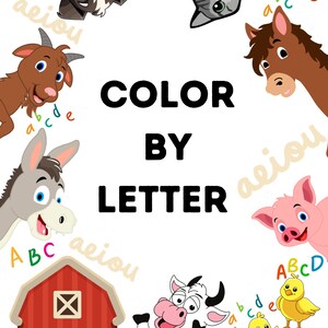 10 Page Farm Animal Color by Number - Etsy