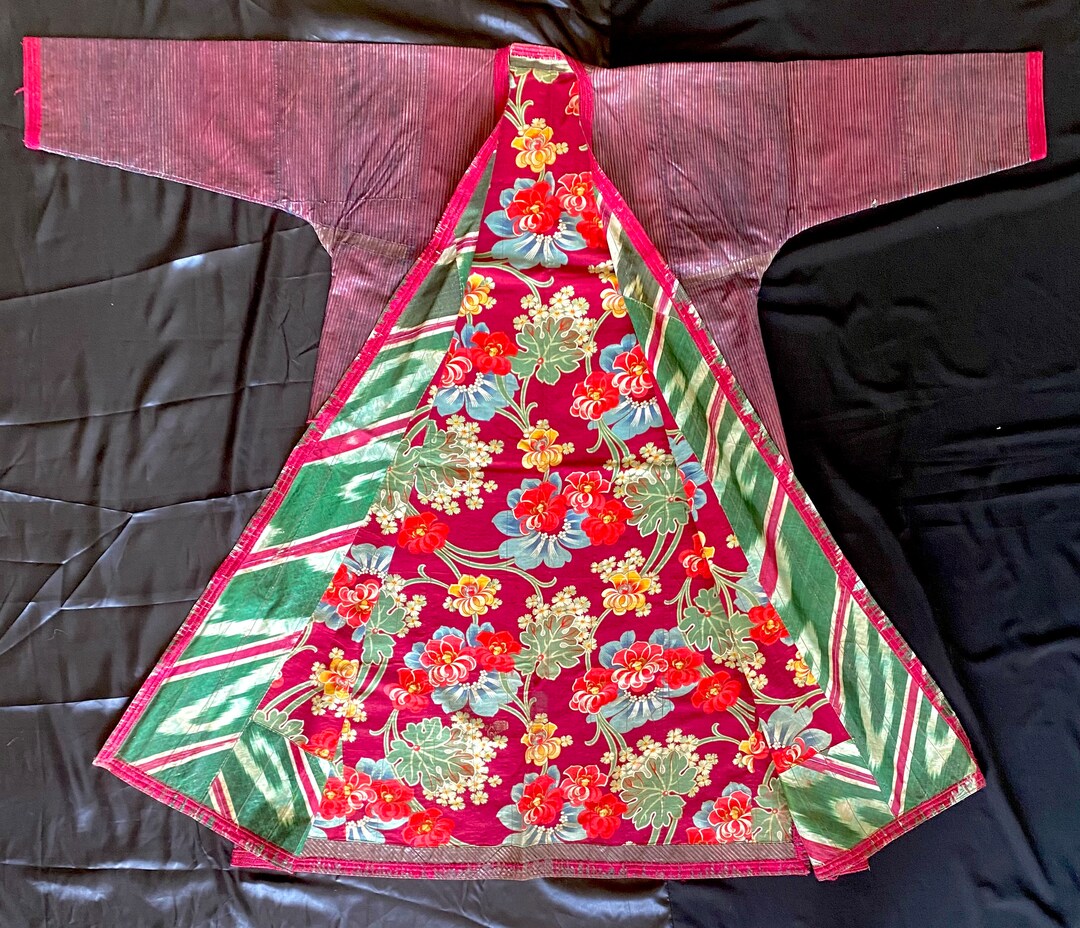 Large Antique Uzbek Chapan / Coat- Samarkand Late Xixth/early Xxth ...