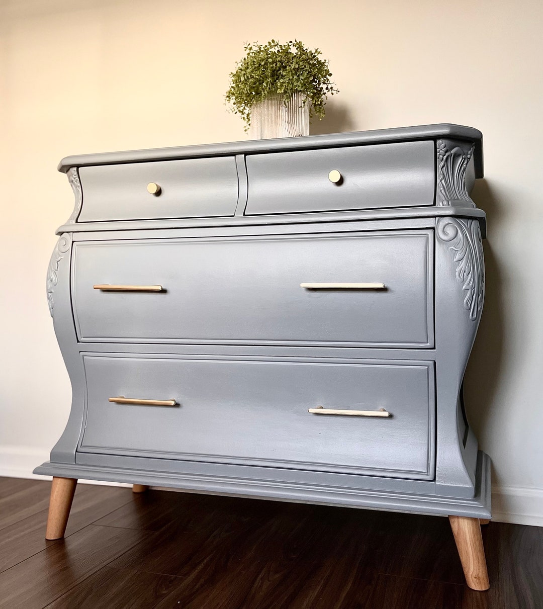 SOLD* 4 Drawer Chest/ Dresser in Light Blue/ Gray - Refinished - Etsy