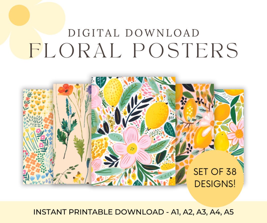HUGE Floral Spring Summer Poster Bundle 38 Digital Prints. Wall Art ...