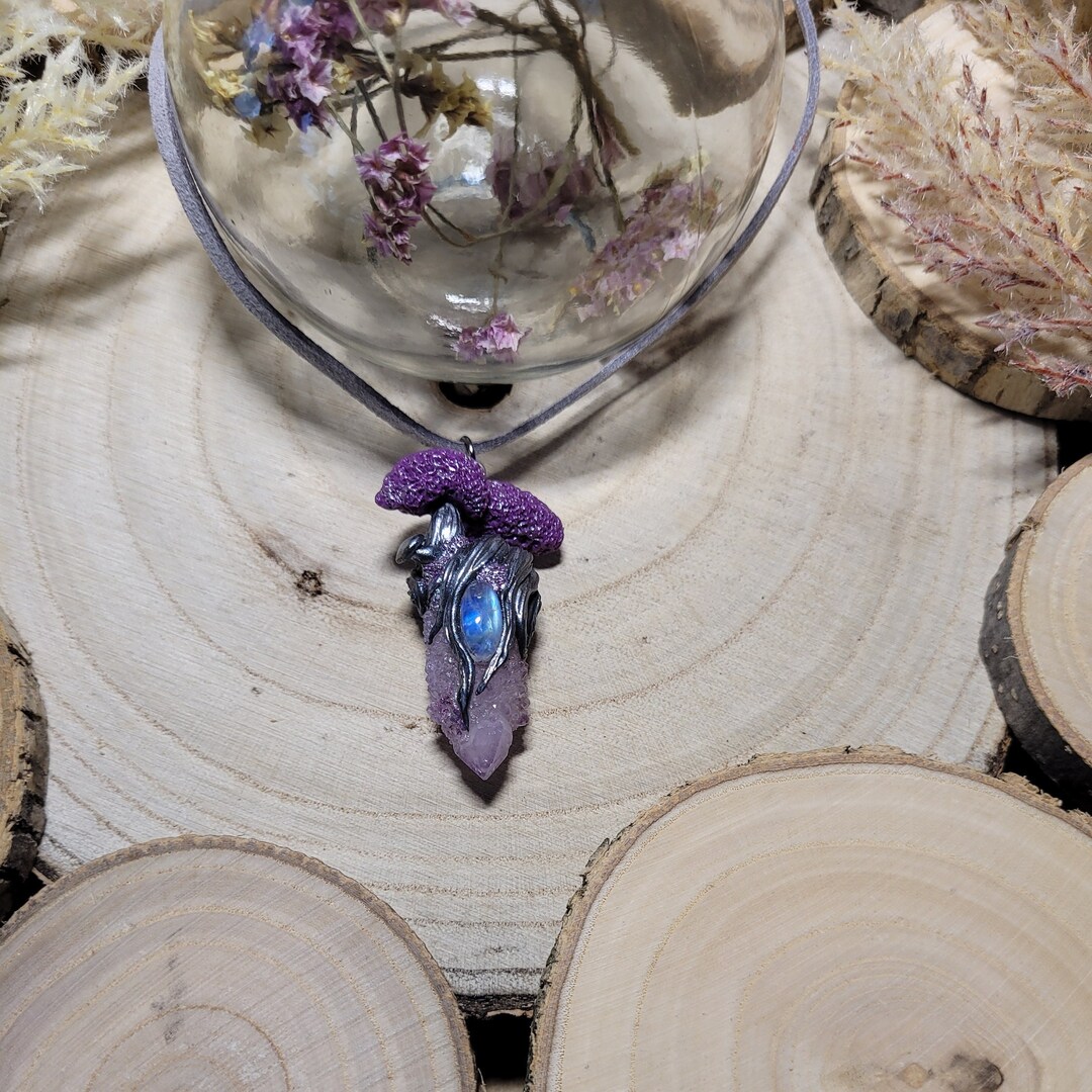 Polymer Clay Tree of Life Necklace Moonstone, Clay Tree of Life Pendant ...