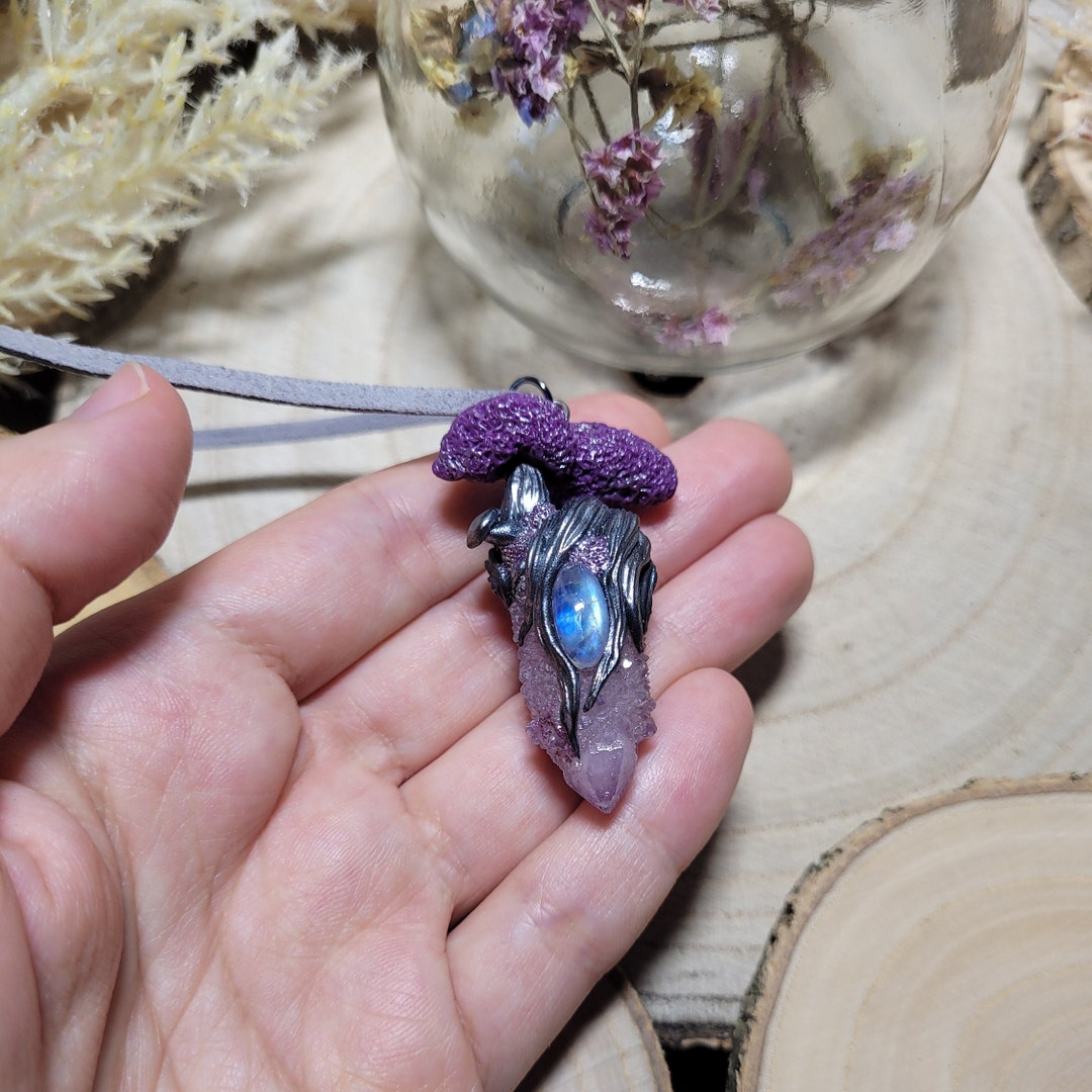 Polymer Clay Tree of Life Necklace Moonstone, Clay Pendant Tree of Life ...