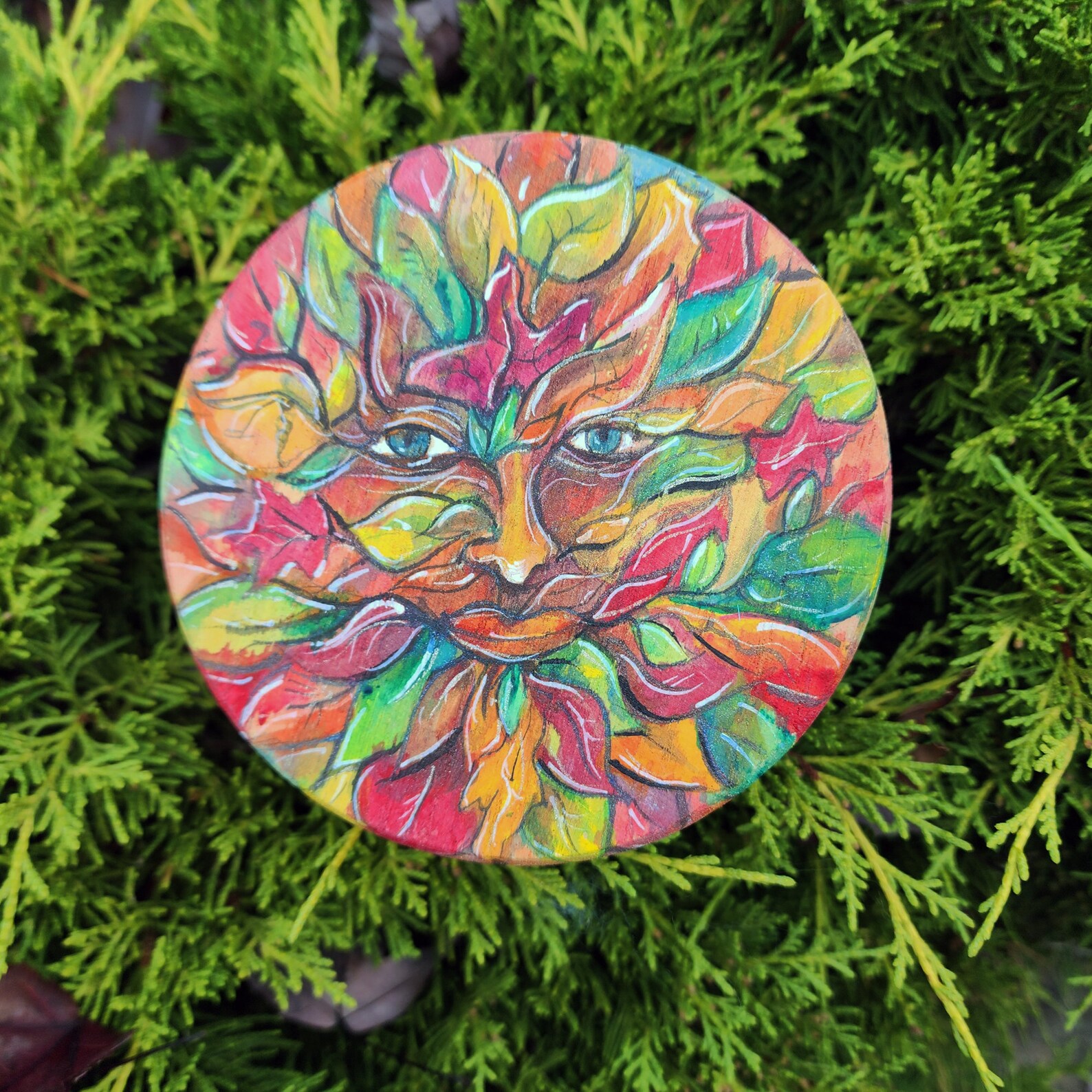 Autumn Fall Greenman Green Man Handpainted Box Leaves Leaf Man - Etsy